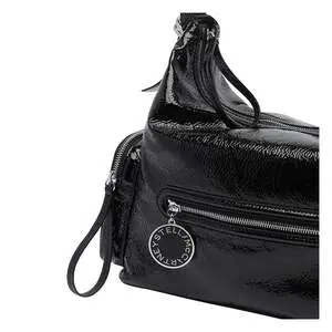 Stella McCartney Dartmoor Shoulder Bag With Shiny Wrinkled Effect - Black