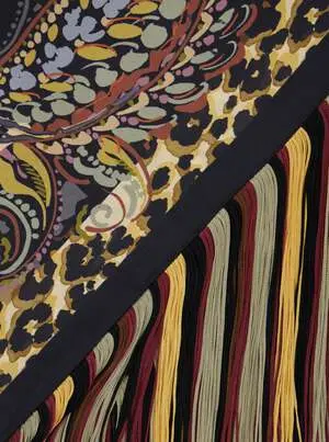 Etro Black Scarf With Fringed Edge Details In Silk For - White