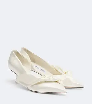 JIMMY CHOO Issy Bow-detail Satin Pumps - White