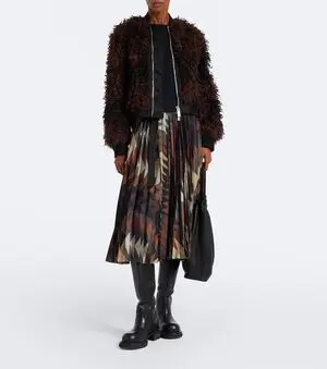 Sacai X A.p.c. Pleated Printed Midi Skirt