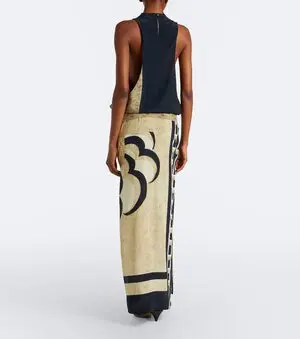 SIR. Sona Printed Silk Maxi Dress - Beige