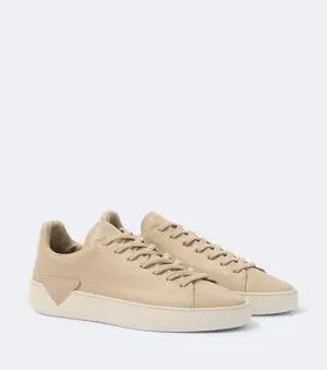 Prada Court Leather Lace-up Sneakers - Beige