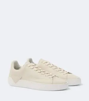 Prada Court Leather Lace-up Sneakers - Beige