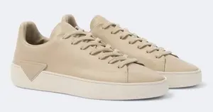 Prada Court Leather Sneakers - Beige