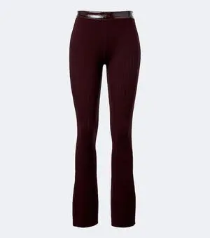 COURREGES Courrèges Ribbed-knit Flared Pants - Burgundy
