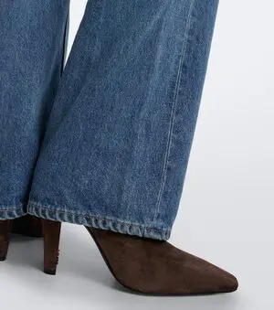Saint Laurent Jill Suede Pointed Toe Ankle Boots