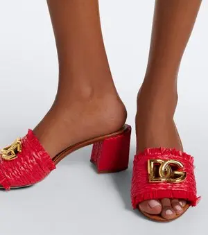 Dolce & Gabbana Woven Mules With Gold Tone Dg Hardware