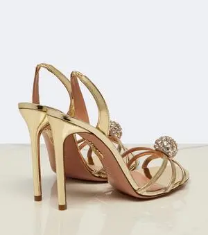 AQUAZZURA Crystal Embellished Slingback Sandals - Gold