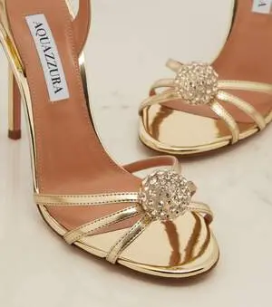 AQUAZZURA Crystal Embellished Slingback Sandals - Gold