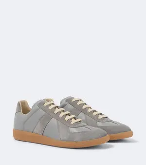MAISON MARGIELA Replica Suede-trimmed Leather Sneakers - Blue