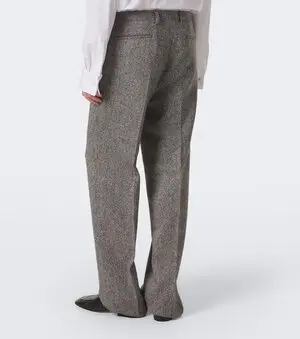 Dries Van Noten Checked Wool Straight Leg Pants