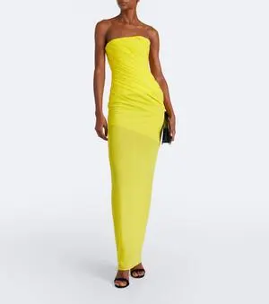 Alex Perry Ruched Mesh Bustier Gown