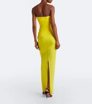 Alex Perry Ruched Mesh Bustier Gown