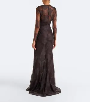 Alex Perry Lace Gown Cacao