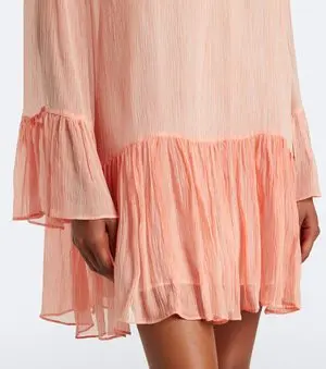 Ulla Johnson Emmeline Ruffled Silk Chiffon Minidress - Orange
