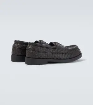 Bottega Veneta Pier Intrecciato Leather Boat Shoes - Brown