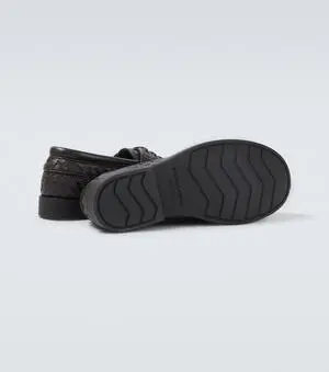 Bottega Veneta Pier Intrecciato Leather Boat Shoes - Brown