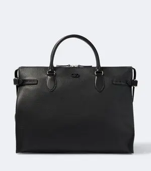 Valentino Garavani Vlogo Leather Briefcase