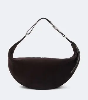 LEMAIRE Quiver Clip Suede Shoulder Bag - Brown