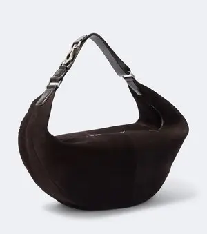 LEMAIRE Quiver Clip Suede Shoulder Bag - Brown