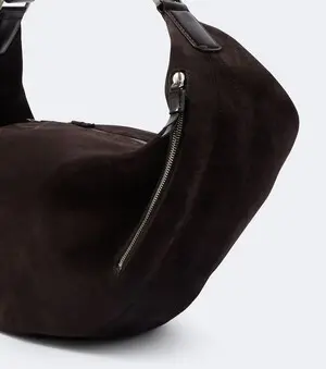 LEMAIRE Quiver Clip Suede Shoulder Bag - Brown