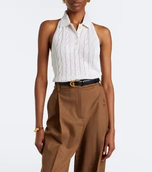 Ralph Lauren Cable-knit Silk Top