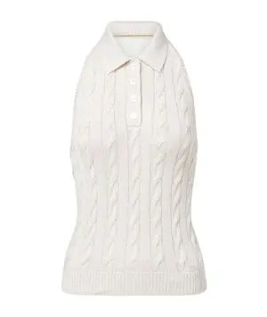 Ralph Lauren Cable-knit Silk Halter Top - White