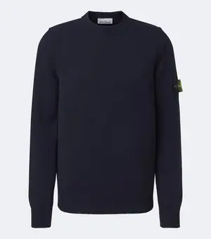 Stone Island Compass Badge Wool-blend Sweater - Blue