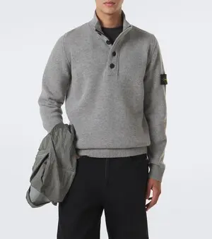 Stone Island Compass Badge Wool-blend Sweater - Grey