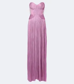 MARIA LUCIA HOHAN Kamina Metallic Silk Corset Gown - Pink
