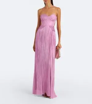 MARIA LUCIA HOHAN Kamina Metallic Silk Corset Gown - Pink