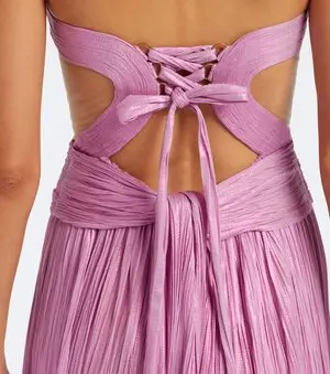 MARIA LUCIA HOHAN Kamina Metallic Silk Corset Gown - Pink