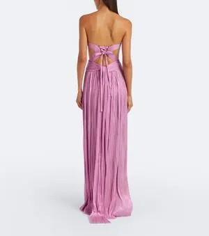 MARIA LUCIA HOHAN Kamina Metallic Silk Corset Gown - Pink