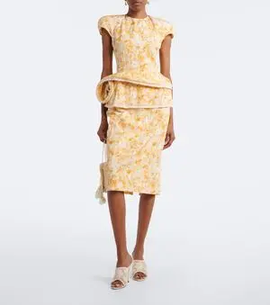 Magda Butrym Floral-appliqué Cotton-blend Midi Dress