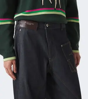 JW Anderson Embroidered Wide-leg Jeans - Blue