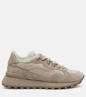 Brunello Cucinelli Shearling-trimmed Sneakers