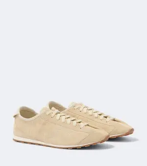 Jacquemus Tennis Croc-effect Suede Sneakers - Beige