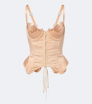 MARIA LUCIA HOHAN Lace-trimmed Silk-blend Corset - Pink