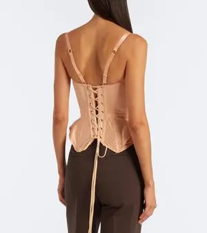 MARIA LUCIA HOHAN Lace-trimmed Silk-blend Corset
