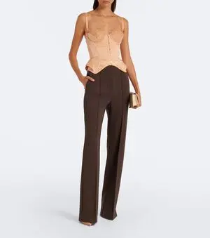 MARIA LUCIA HOHAN Lace-trimmed Silk-blend Corset
