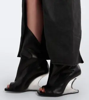 Rick Owens Leather Cantilever Mid-calf Boots