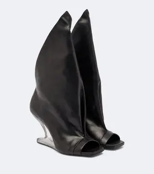 Rick Owens Leather Cantilever Mid-calf Boots - Black