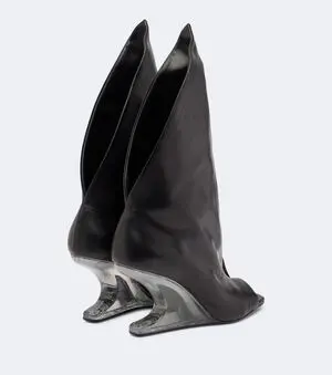Rick Owens Leather Cantilever Mid-calf Boots