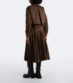 Sacai Pleated Twill Midi Skirt