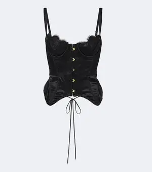 MARIA LUCIA HOHAN Samya Lace-trimmed Satin Bustier - Black
