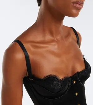 MARIA LUCIA HOHAN Samya Lace-trimmed Satin Bustier