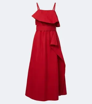 Proenza Schouler Reign Ruffled Cotton-blend Midi Dress - Red
