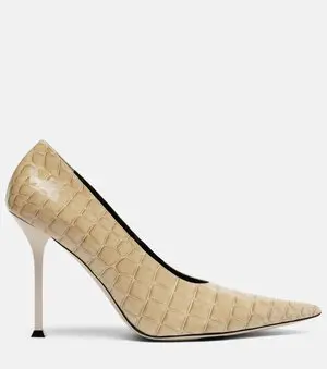 CHRISTEN Helix Croc-effect Patent Leather Pumps