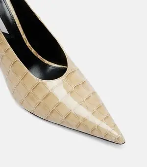 CHRISTEN Helix Croc-effect Patent Leather Pumps