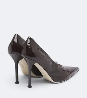 CHRISTEN Helix Croc-effect Patent Leather Pumps - Brown